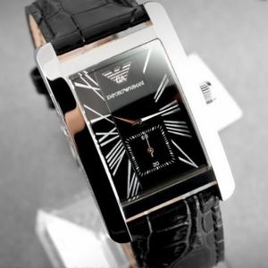 Emporio Armani | Accessories | Emporio Armani Ar43 Black Dial Leather ...